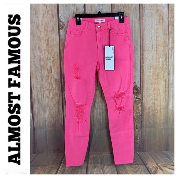Almost Famous | Jeans | Nwt Almost Famous Hot Pink High Rise Skinny Sz ...